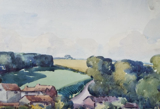 ORIGINAL WATERCOLOUR, 'THE Village', Edward Eaton Brannan (1886-1957) £ ...