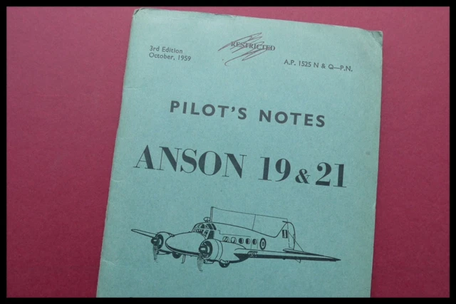 ORIGINAL PILOT’S NOTES AVRO Anson RAF Aircraft 1955 £79.95 - PicClick UK