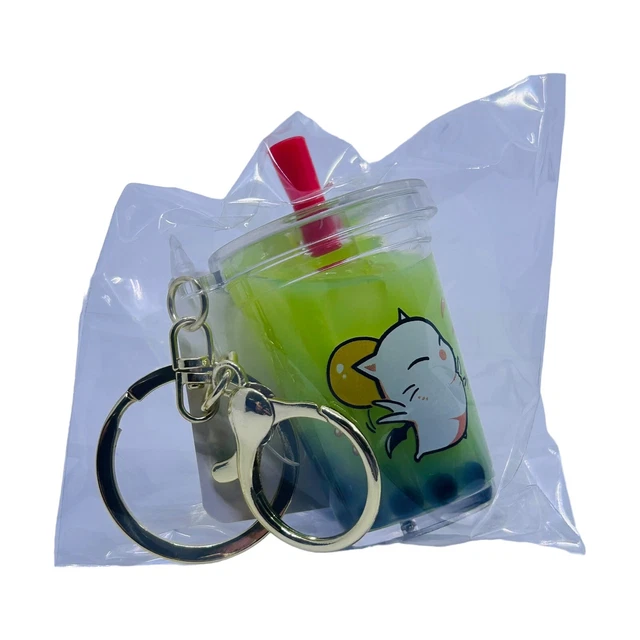 GONG CHA X Final Fantasy XIV Collab Green Moogle Boba Tea Key Chain ...