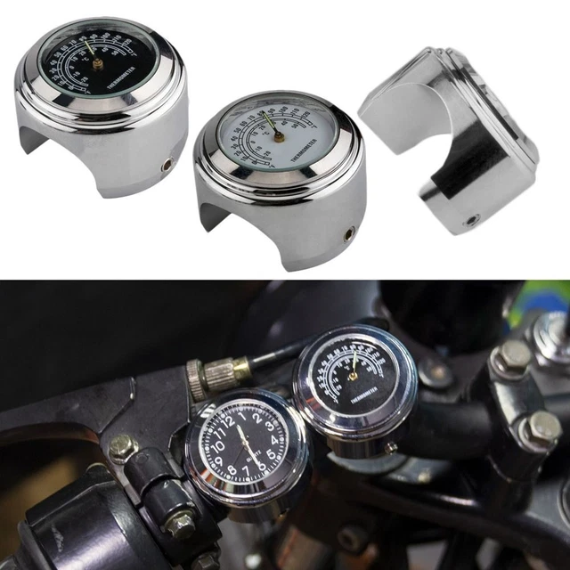 MOTORCYCLE THERMOMETER HANDLEBAR Dial Water Proof Bike Handle Bar ...