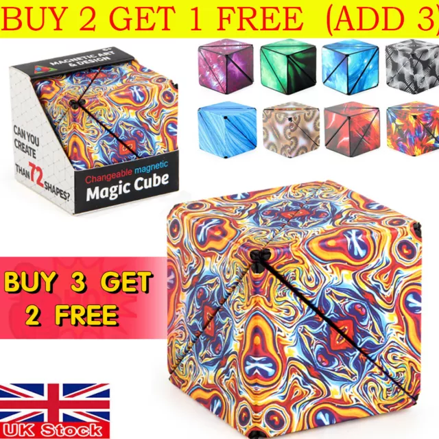 VARIETY CHANGEABLE MAGNETIC Magic Cube 3D Hand Flip Puzzle Anti Stress ...