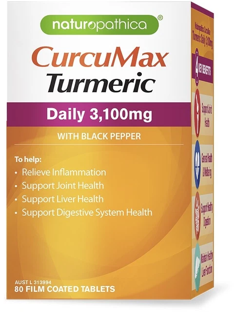 NATUROPATHICA CURCUMAX TURMERIC Daily 3100mg 80 Tabs x 3 Pack $92.51 ...