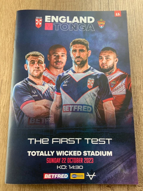 ENGLAND V TONGA Rugby League Programme First Test - 22/10/2023 New ...