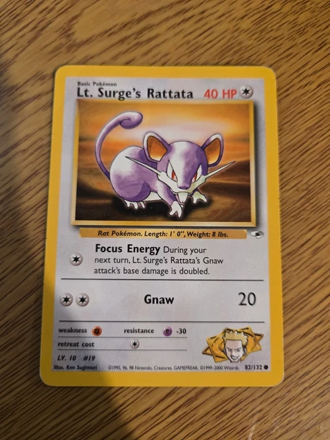 POKÉMON TCG LT. Surge's Rattata Gym Heroes 82/132 Regular 1st Edition ...