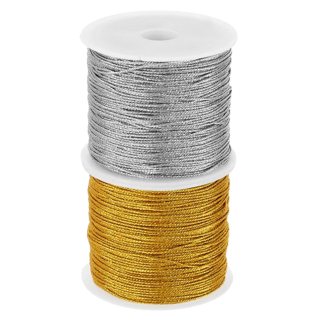 TOTAL 62YARD METALLIC Cord Set, 2Rolls 0.7mm Dia Ornament String, Gold ...