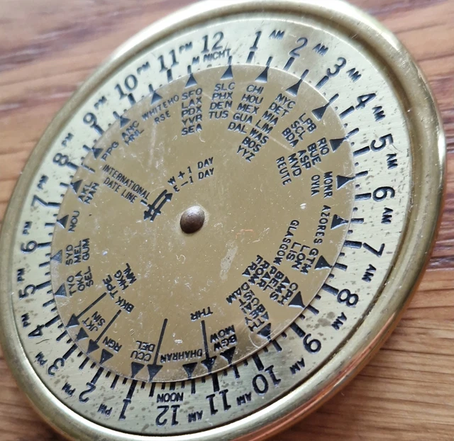 VINTAGE BRASS WORLD Time Zone Dial Calculator Paperweight £10.80 ...