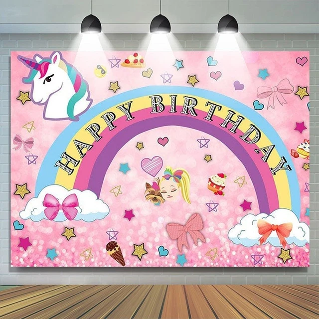 PINK RAINBOW SWEET Unicorn Theme Girls Birthday Backdrop $37.90 ...
