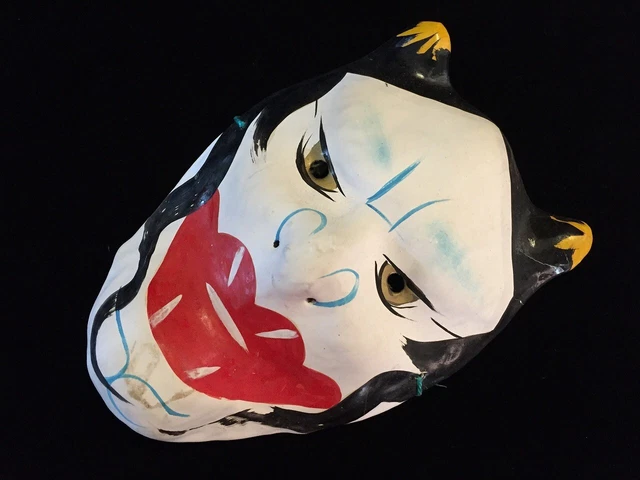 P0850 JAPANESE PAPER Mask Vintage Demon ONI Face Wall Hanging Interior ...