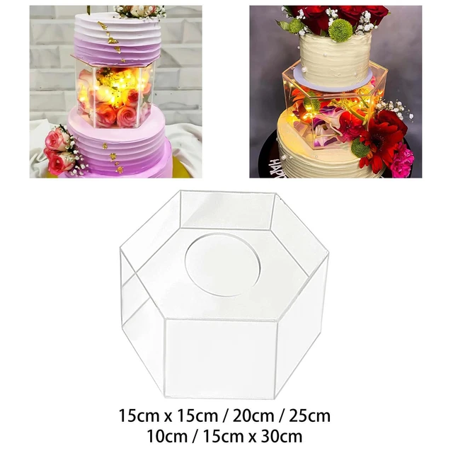 ACRYLIC CAKE BOX Stand Clear Acrylic Fillable Cake Stand Flower Stand ...