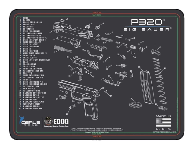 P320 GUN CLEANING Mat - Schematic (Exploded View) Diagram Compatible ...