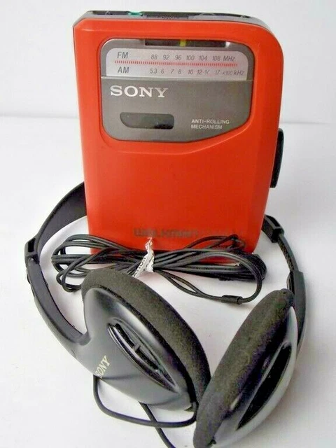 SONY WALKMAN RED/ORANGE? FM/AM AVLS WM-FX117 Personal Cassette Player ...