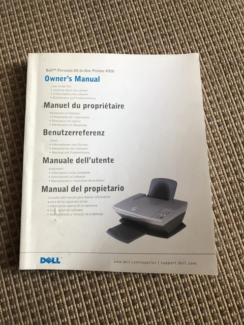 DELL PERSONAL ALL In One Printer A920 Owner’s Manual £5.99 - PicClick UK