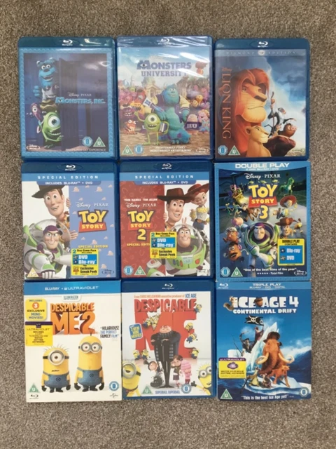 BLU-RAY BUNDLE KIDS DISNEY PIXAR Toy Story, Monster Inc, Ice Age4 ...