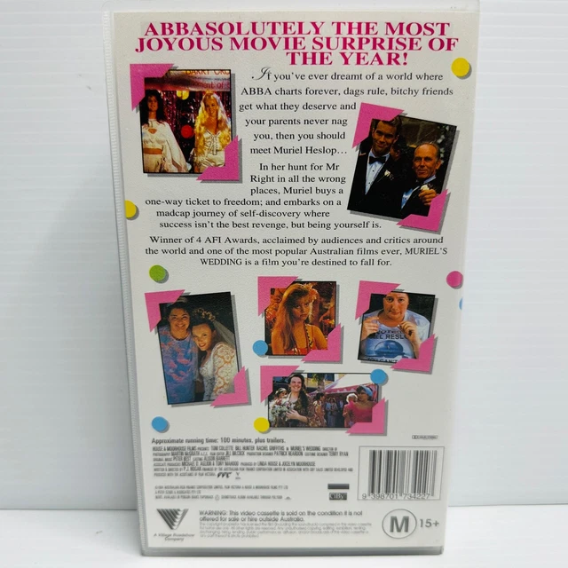 MURIEL'S WEDDING VHS Movie Tape Comedy Drama Toni Collette Vintage 1994 ... MURIEL'S WEDDING VHS Movie Tape Comedy Drama Toni Collette Vintage 1994 ...