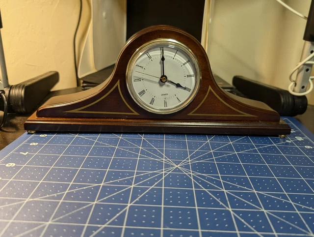 THE BOMBAY COMPANY Quartz Wood Mantle Clock Japan Movement-Napoleon Hat ...