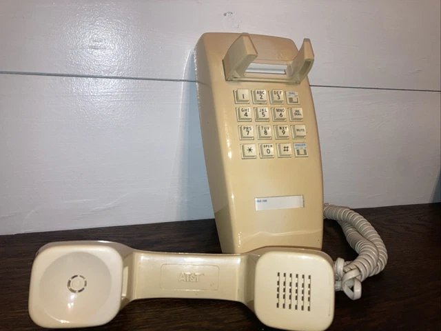 VINTAGE AT&T S2554BMP Beige Push Button Wall Hanging Telephone Retro ...