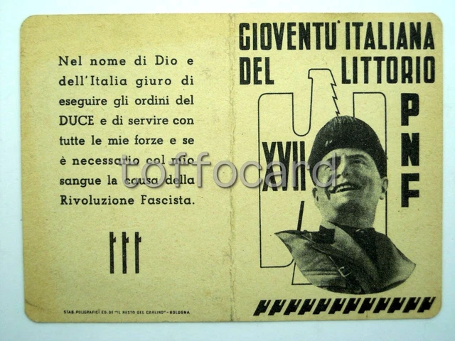TESSERA PROPAGANDA WW2-PNF Gil-Il Balilla-Xvii-A93-79 EUR 12,00 ...