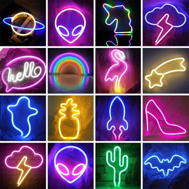LED BAT NEON Sign Night Light Wall Decorative Lights Wall Word Poster ...