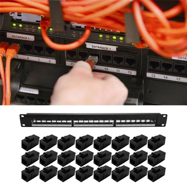 PANNEAU DE RACCORDEMENT 24 ports CAT6 rack d'armoire 19 pouces 1U RJ45 ...