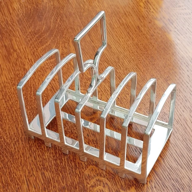 VINTAGE ART DECO Silver Plate Toast Rack Letter Hold 6 Slots James ...