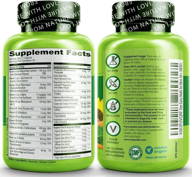MEN’S 50+ MULTIVITAMIN Easy One a Day | 60 Vegan Capsules (2 Month ...