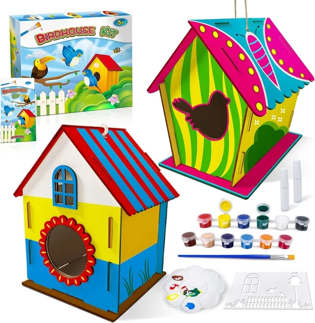 2PACK BIRD HOUSE Craft Kits for Kids to Build and Paint Birdhouse, DIY ...