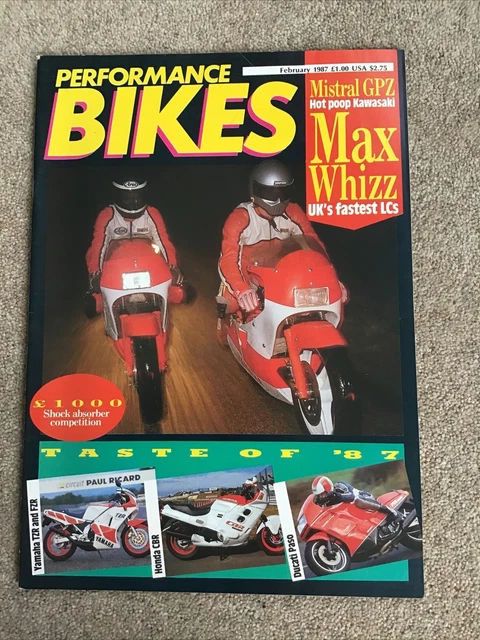 PERFORMANCE BIKES MAGAZINE Feb 1987, Ducati Paso, FZR, CBR, GPZ600 ...