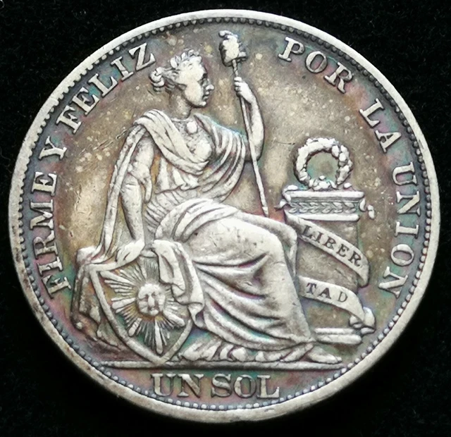 MONETA COIN MONNAIE Republica Peruana Lima Un Sol 1894 Perú Argento ...