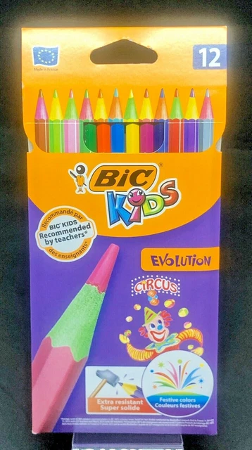 BIC KIDS EVOLUTION Circus Colouring Pencils - Assorted Colours 12 Pack $9.99 - PicClick AU