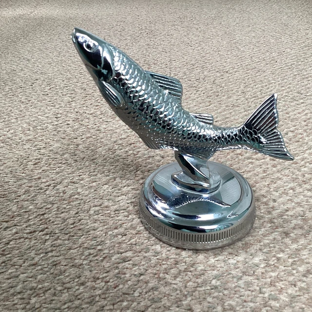 VINTAGE 1950S DESMO LEAPING SALMON CAR RADIATOR CAP MASCOT EXCELLENT ...