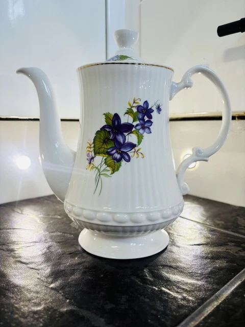 RARE VINTAGE MAYFAIR Pottery Fine Bone China Coffee Pot White Porcelain ...