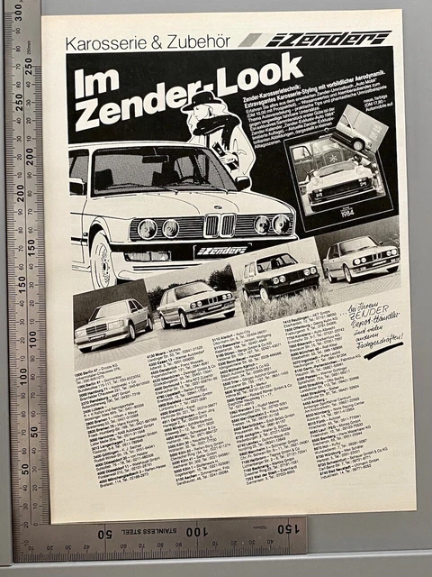ZENDER SPOILER BMW E30 Mercedes W201 Original Vintage Ad Werbung 1983 ...