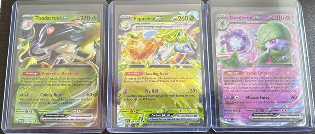 POKÉMON TCG PALDEAN Fates Double Rare EX Bundle x3 Cards 005 006 028 ...