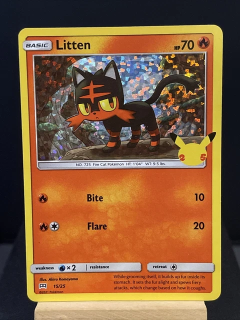 POKEMON CARD LITTEN 15/25 McDonalds 25th Anniversary 2021 Promo Holo ...