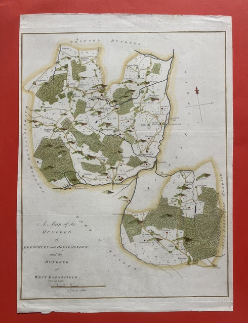 MAP OF HUNDRED of Brenchley and Horsemonden West Barnfield Kent Hasted ...