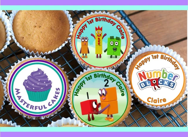 24 NUMBERBLOCKS EDIBLE Cupcake Topper Rice, Wafer, Icing Or Precut ...