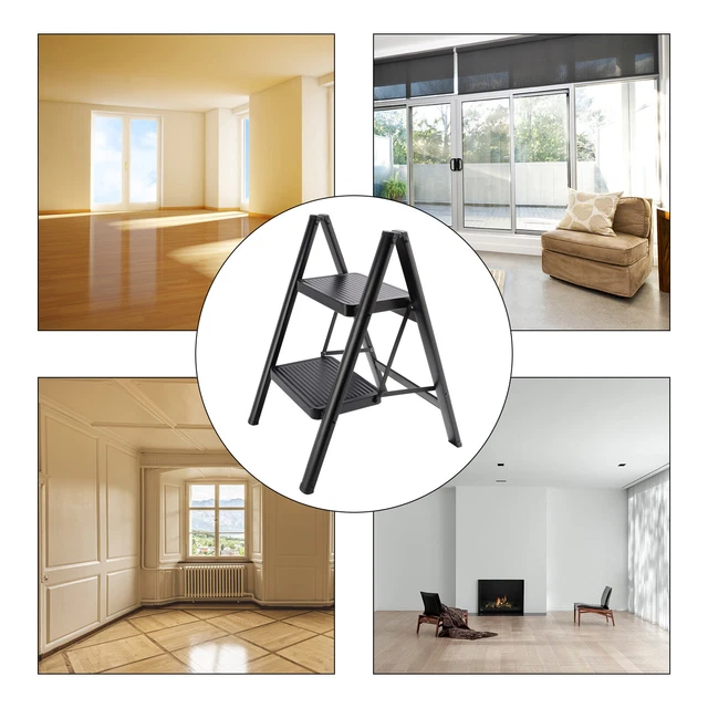 STEPLADDER, 2 TIERS, Foldable, Aluminum, Wide, Lightweight, Compact ...