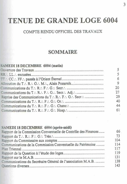 GLDF - GRANDE Loge de Françe - Tenue de Grande Loge - 2004 EUR 15,00 ...