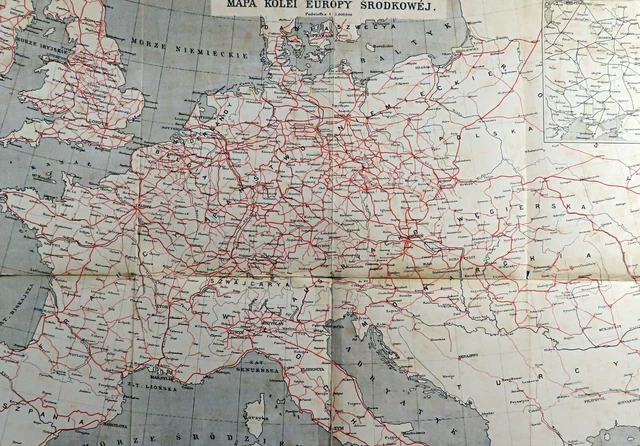 POLISH RAILWAY MAP of Europe European Rail Network Routes Chart Antique ...
