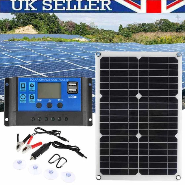 1000W SOLAR PANEL Kit Controller 12V Battery Charger Dual USB Caravan ...