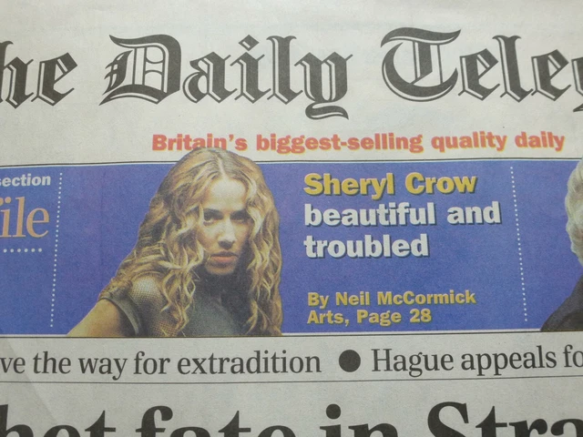 THE DAILY TELEGRAPH UK Newspaper 26/11/98 With Large Sheryl Crow ...