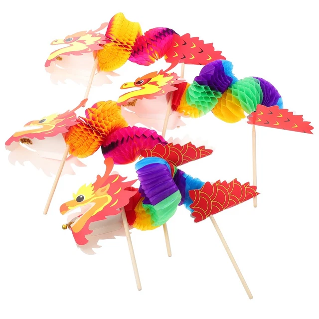 4 SETS DRAGON Paper Ornament Chinese Craft Supplies New Year Toy Kit £ ...