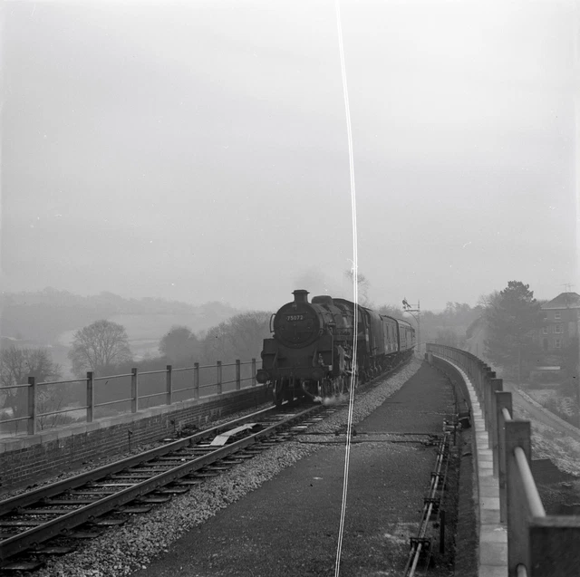 6X6CM NEGATIVE BR Std Steam Loco 75072 . Somerset & Dorset Midford ...