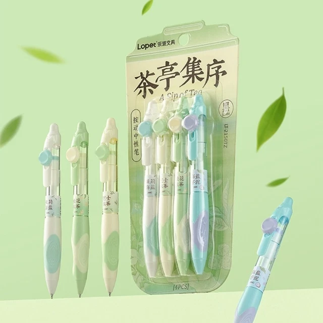 4PCS RETRACTABLE SCHOOL Pen Set Quick Drying Black Ink Ergonomic Exam ...