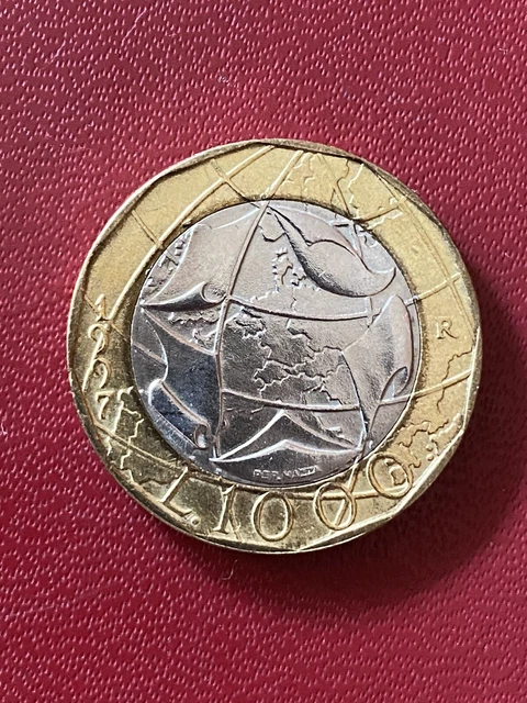 MONETA COIN 1000 Lire Rara Turrita 1997 Cartina Dell'europa Con Confini ...