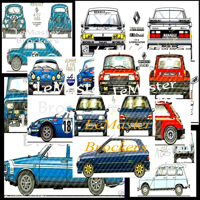 POSTER AFFICHE AUTO RENAULT 4/cv R4 R5 Turbo R8 R12 GORDINI R21 ALPINE ...