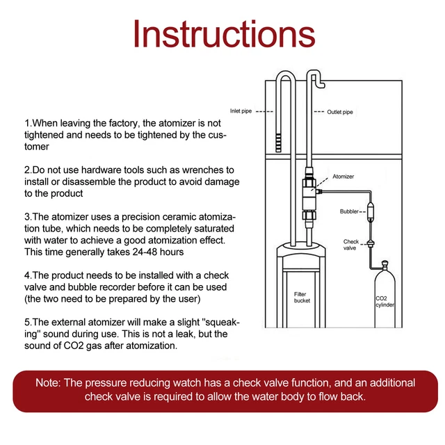 (M1 12/16MM 11CM)AQUARIUM Atomizer OuterTank CO2 Atomizer Carbon ...