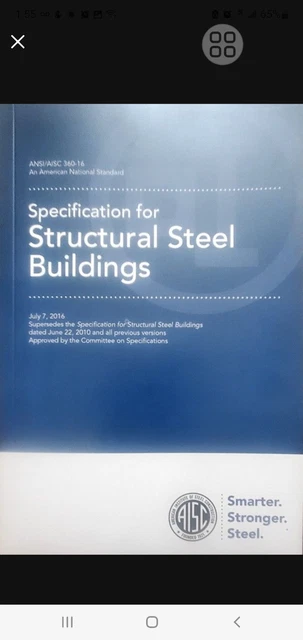 ANSI/AISC 360-16 SPECIFICATION For Structural Steel Building $60.00 ...