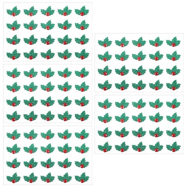 5 SHEETS GREEN Red Holly Stickers DIY Christmas Holiday Leaves £9.28 ...