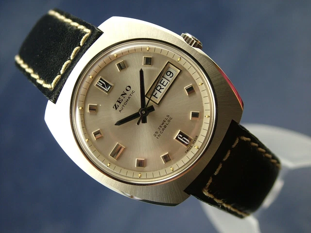 NOS VINTAGE ZENO Compressor Automatic Watch 1970s 25 Jewel Cal ETA 2789 ...